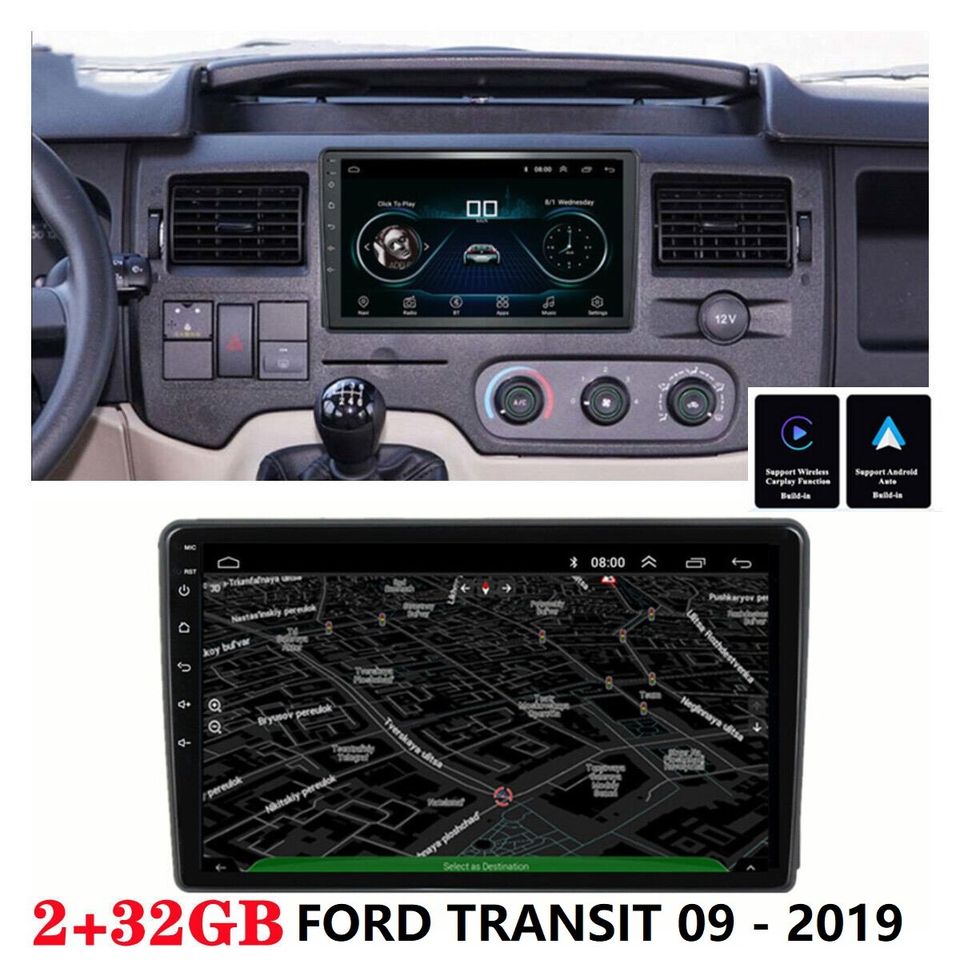 New 2009 -19 Ford Transit Carplay 9" 2+32GB Android 13 Stereo Radio GP ...