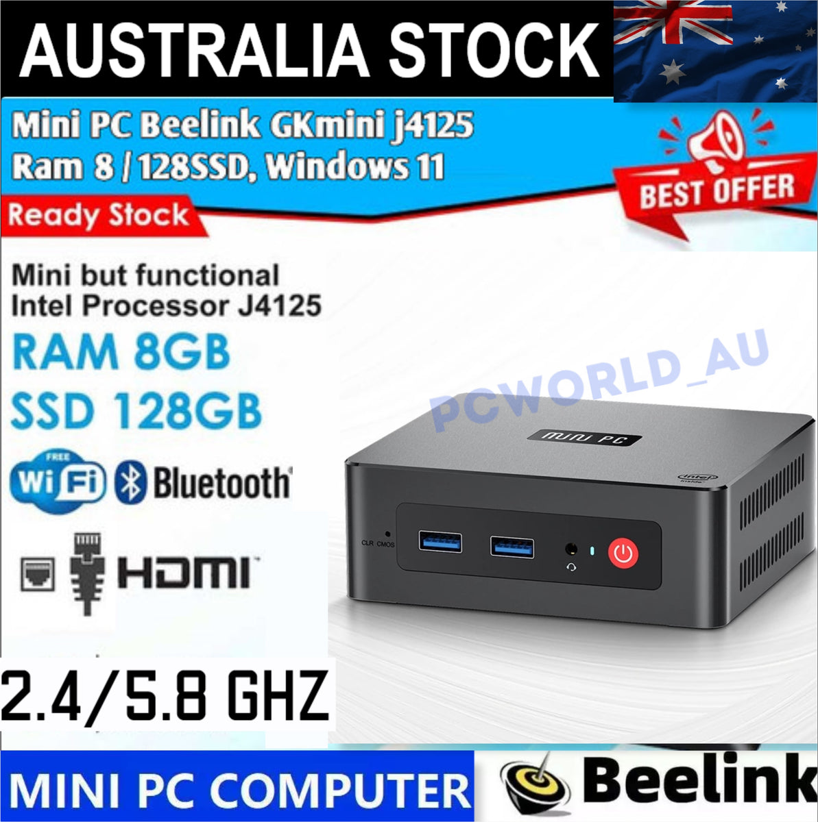 New Beelink GK Mini PC Intel Celeron J4125 8GB DDR4 128GB SSD Windows ...